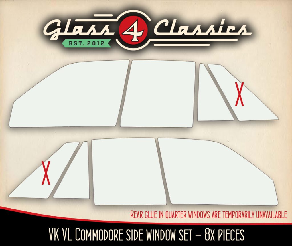 VK VL Holden Commodore 4Dr Sedan | Side Windows Set | 6 Pieces