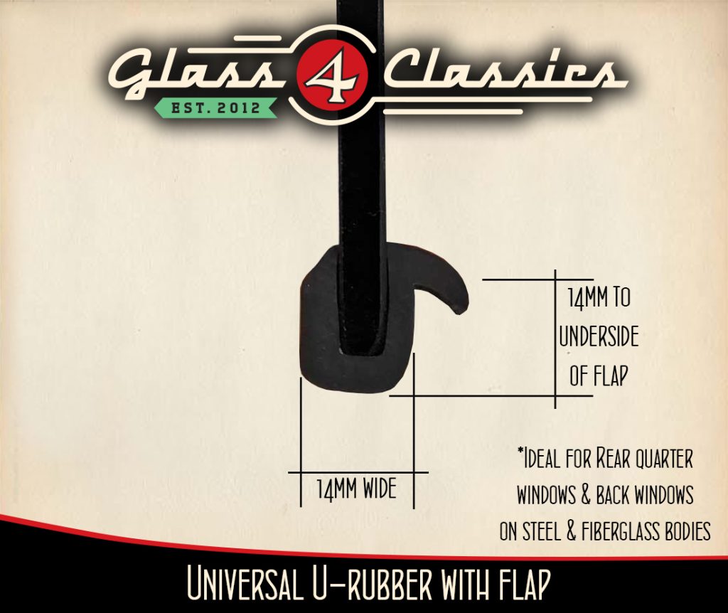 U Channel Rubber, Universal For Rear Quarter & Back Windows